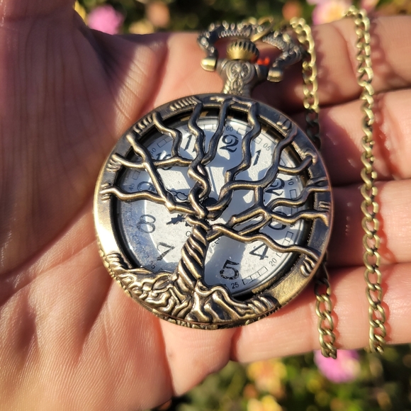 Jewelry | Antique Brass Tree Of Life Pocket Watch Necklace Locket ...